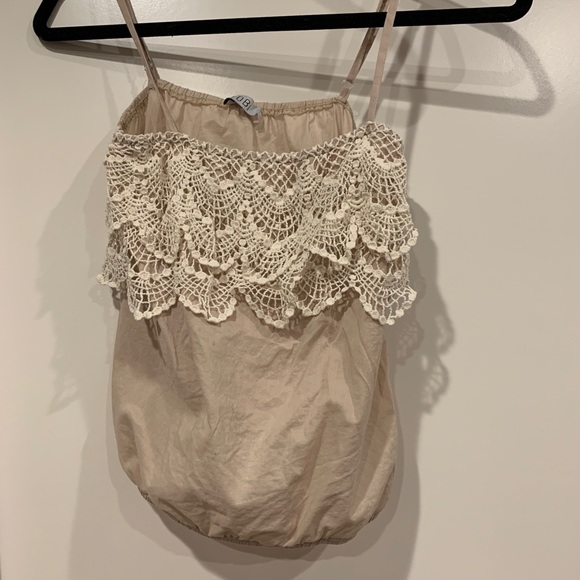 Tobi | Tops | Tobi Cream Crop Top S Lace Tank Blouse Tube Top Scalloped ...